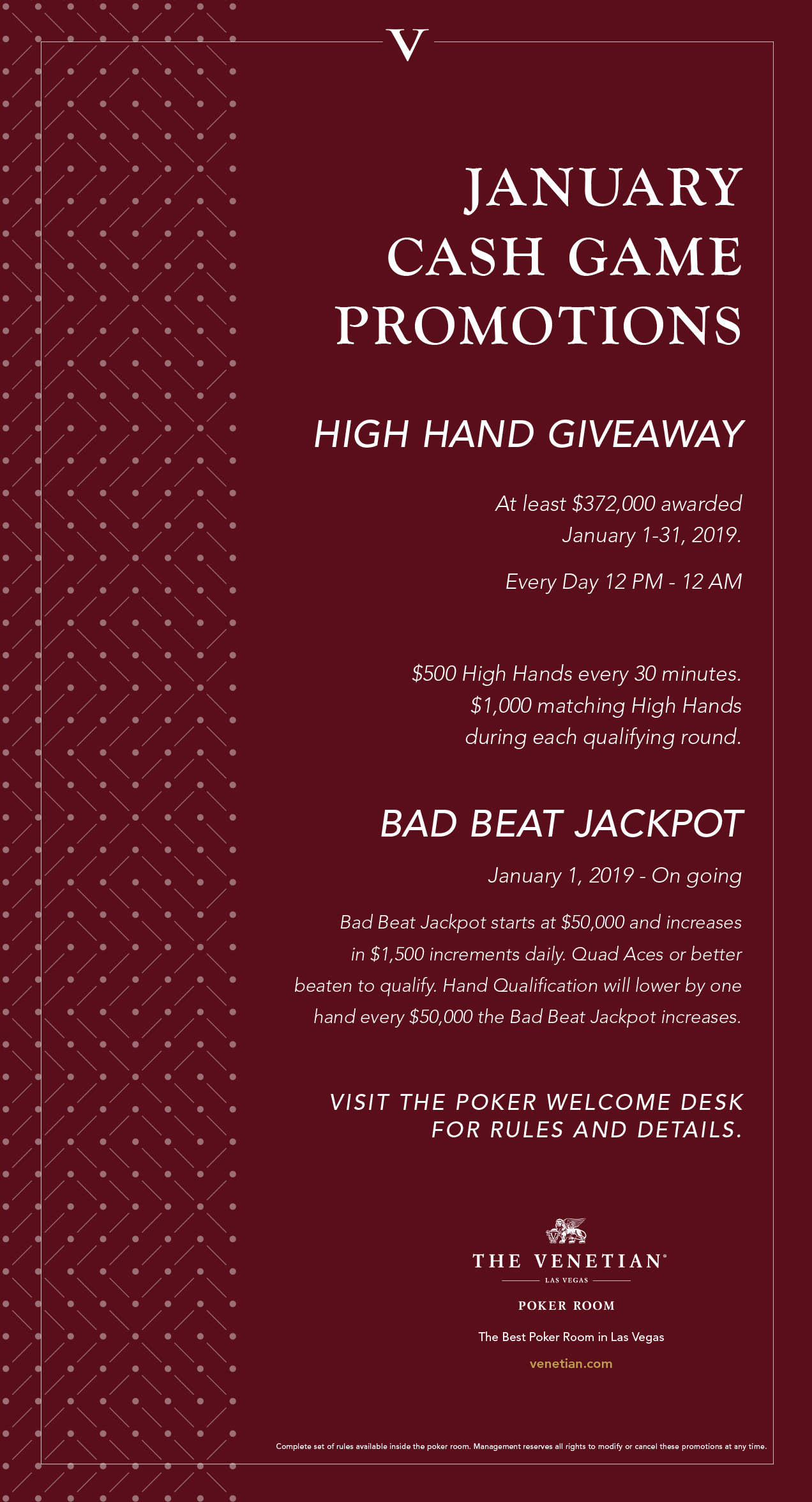January High Hand Giveaway | Venetian Poker Room